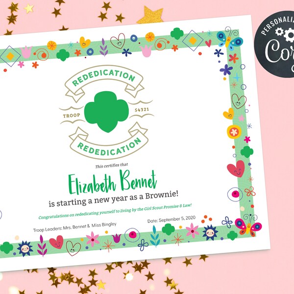 Girl Scout Welcome Certificate - Etsy