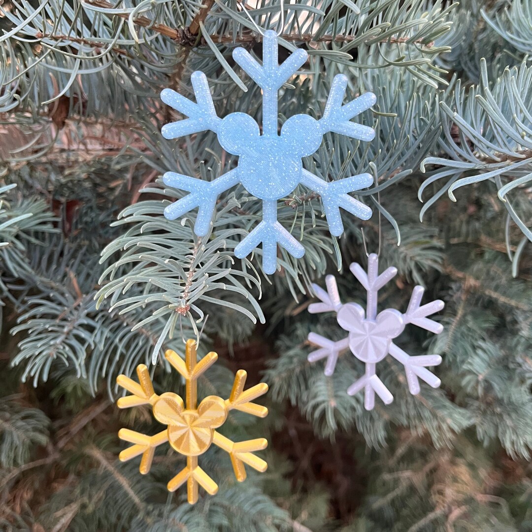 Mouse Snowflake Ornament. Hidden Mickey. 3d Printed Christmas Gift ...