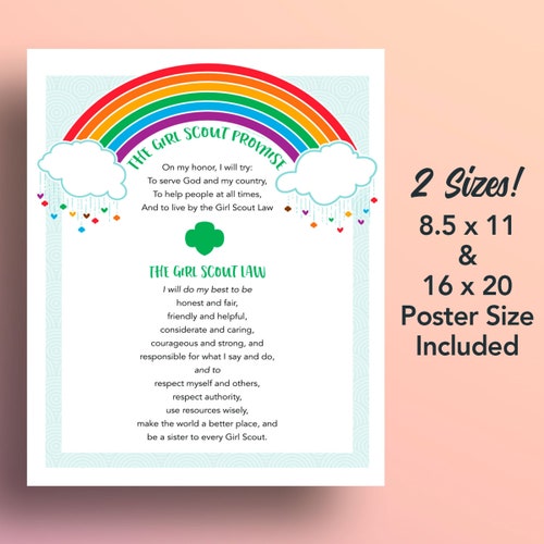 Brownie Girl Scout Promise And Law Meeting Board Printable Etsy