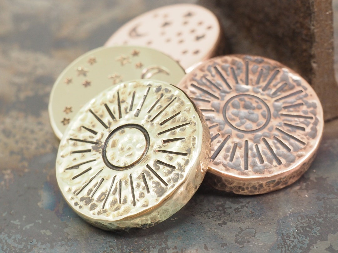 Handmade Hammered Coin 'night Vs Day' Design Brass or Copper Worry Coin ...