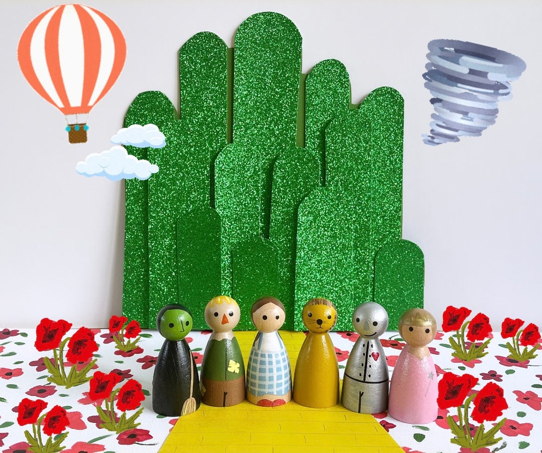 Set of 6 Wizard of Oz Peg Dolls - Movie Small World Play Imagination ...