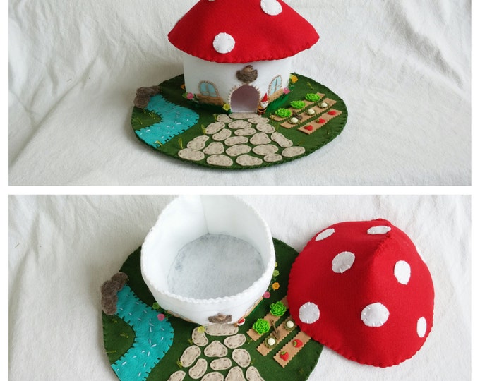 Wool Felt Mushroom Gnome House Playscape Play Mat Child Pretend ...