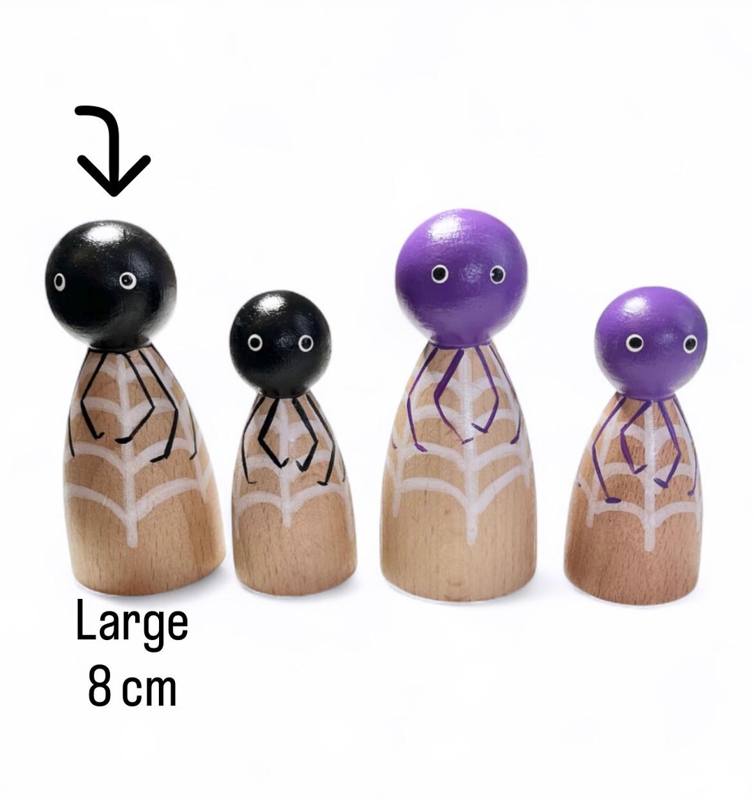 One Large Black Spider Peg Doll - Imagination Open Ended Play Fairytale ...