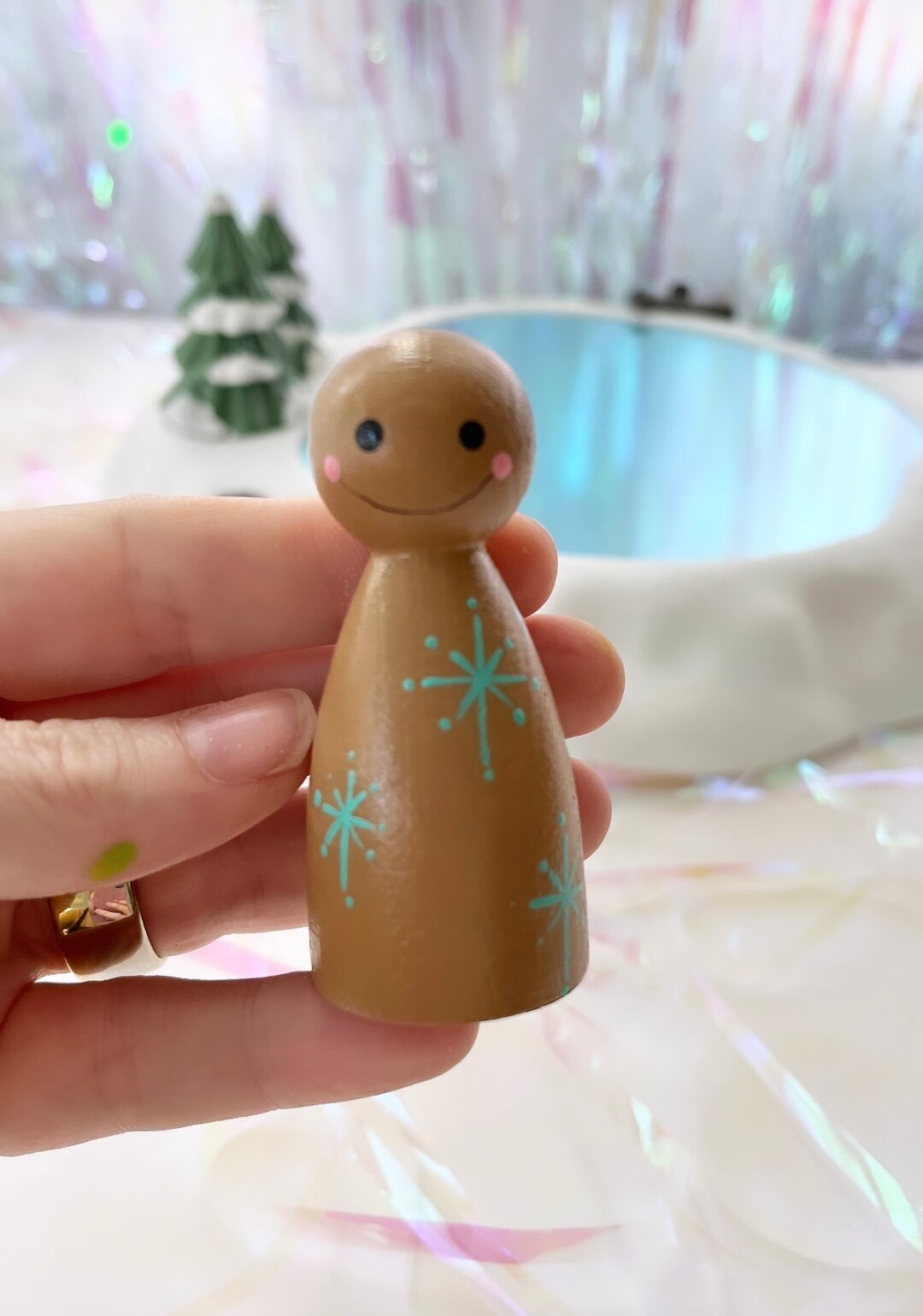 Gingerbread Man Peg Doll Holiday Christmas Imaginative Play Open Ended ...