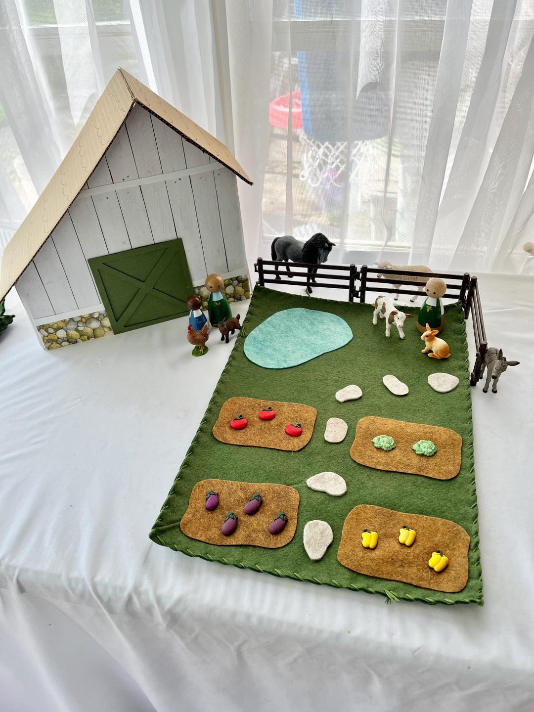Farm Playscape Wool Felt Play Mat Felt Woodland Landscape Fairy Garden ...