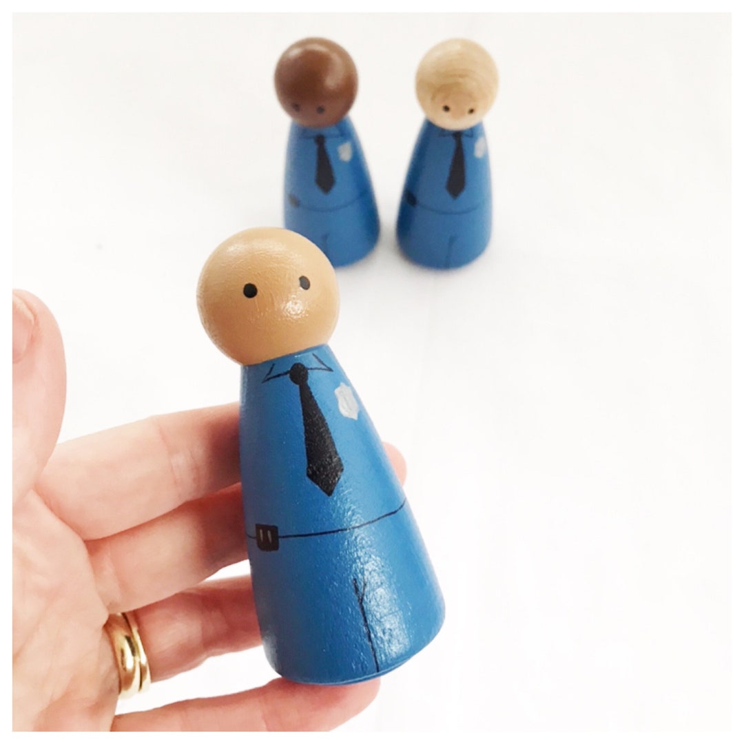 Police Peg Doll - Dollhouse Pretend Play Mat Accessory Toy Child Open ...