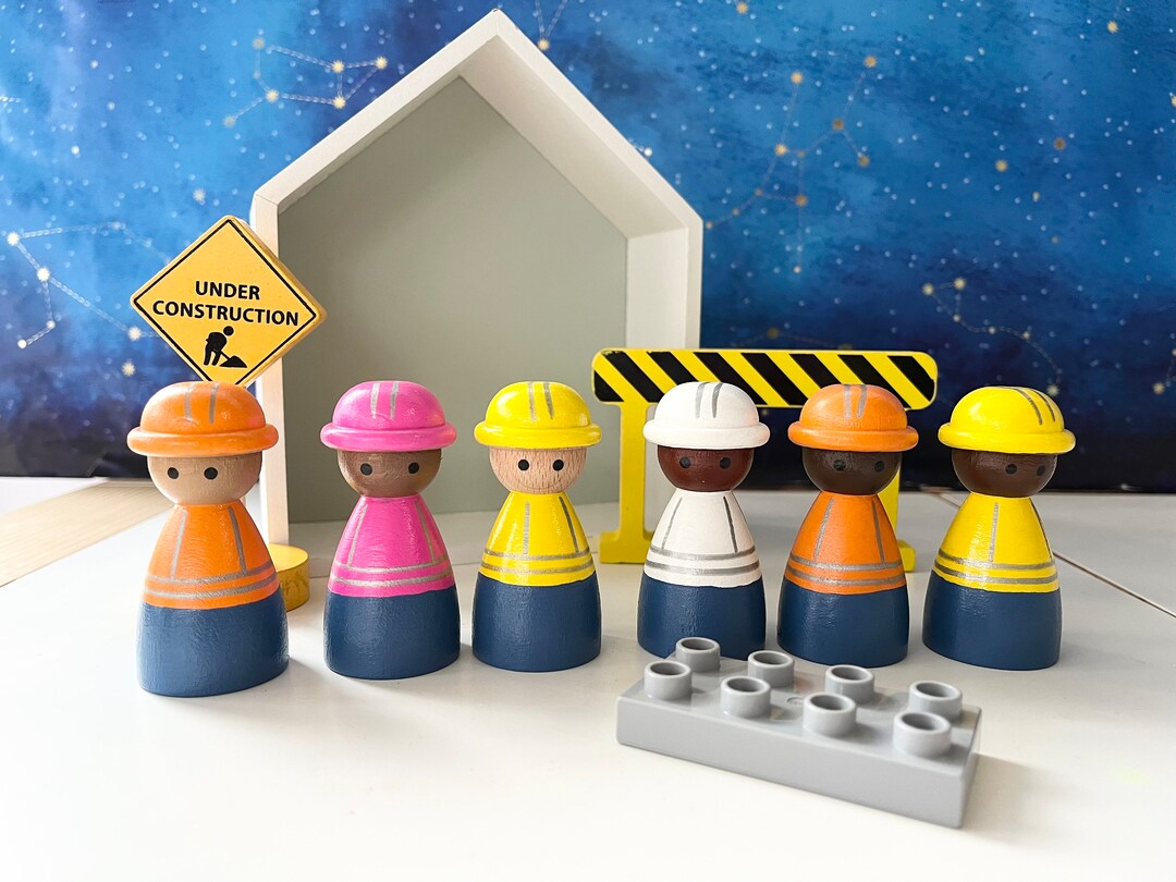 Construction Workers Set of 6 Peg Dolls - Our Community Helpers ...