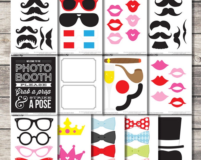 SALE INSTANT DOWNLOAD Diy Printable Photo Booth Props - Etsy