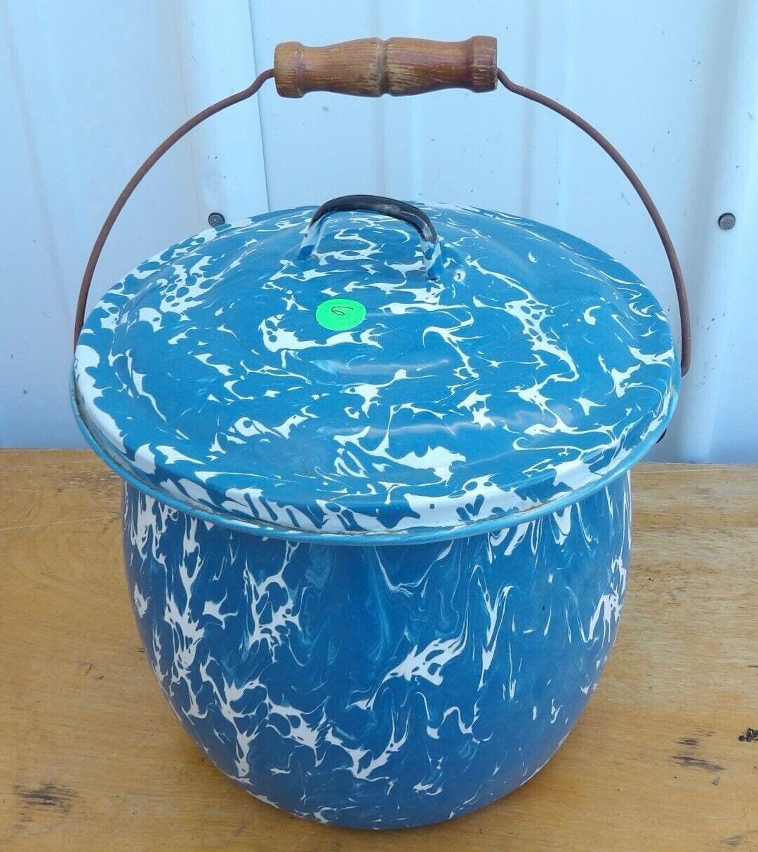 Antique Medium Blue and White Graniteware Slop Jar. #6 - Etsy