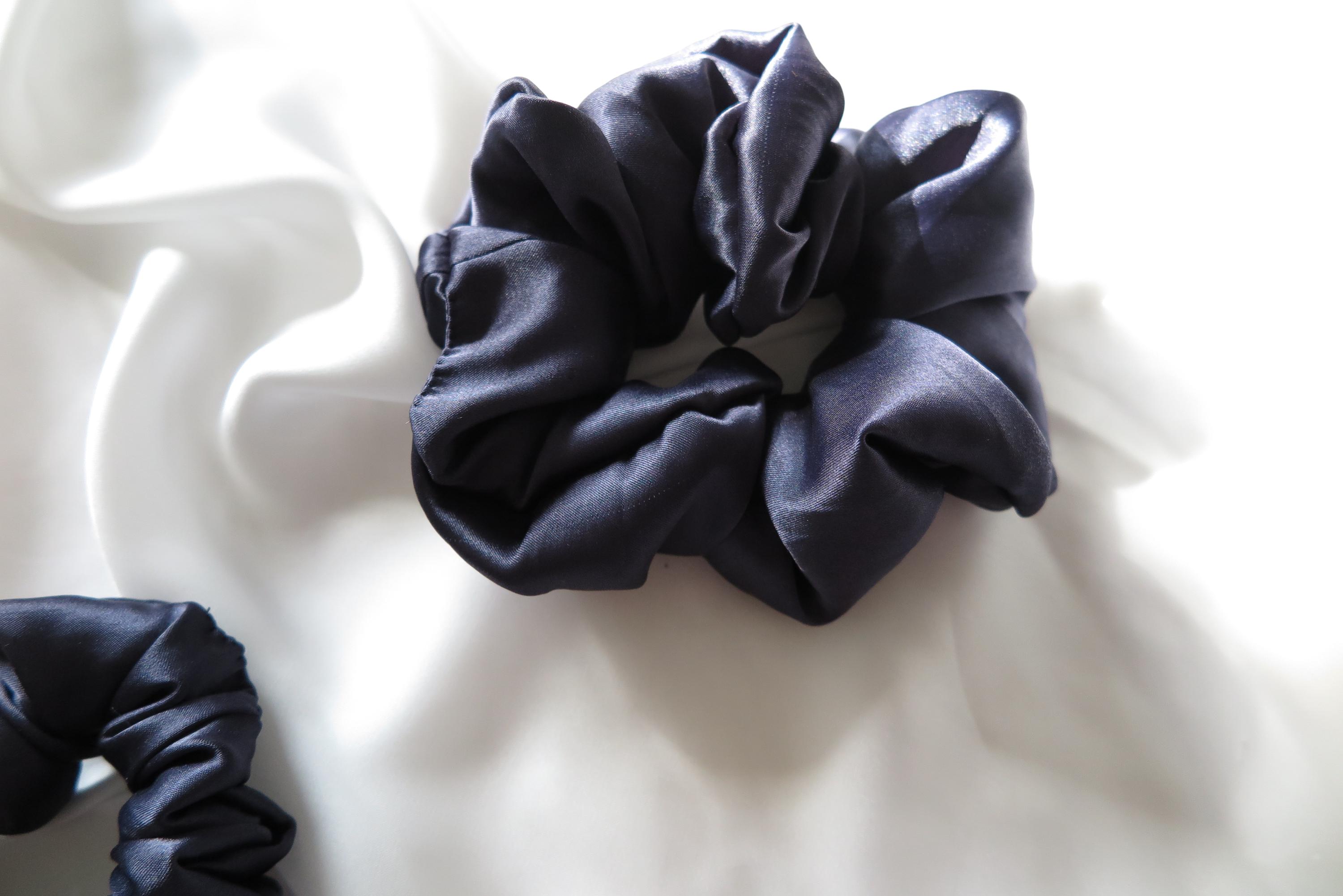 The Midnight Scrunchie || Satin Silk Scrunchie, Large Navy Blue ...