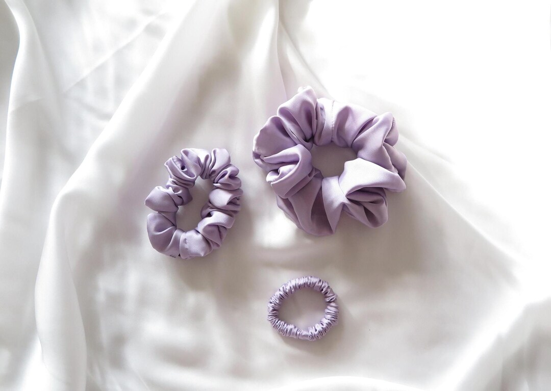 The Lavender Scrunchie || Satin Silk Scrunchie, Large Lilac Scrunchie ...