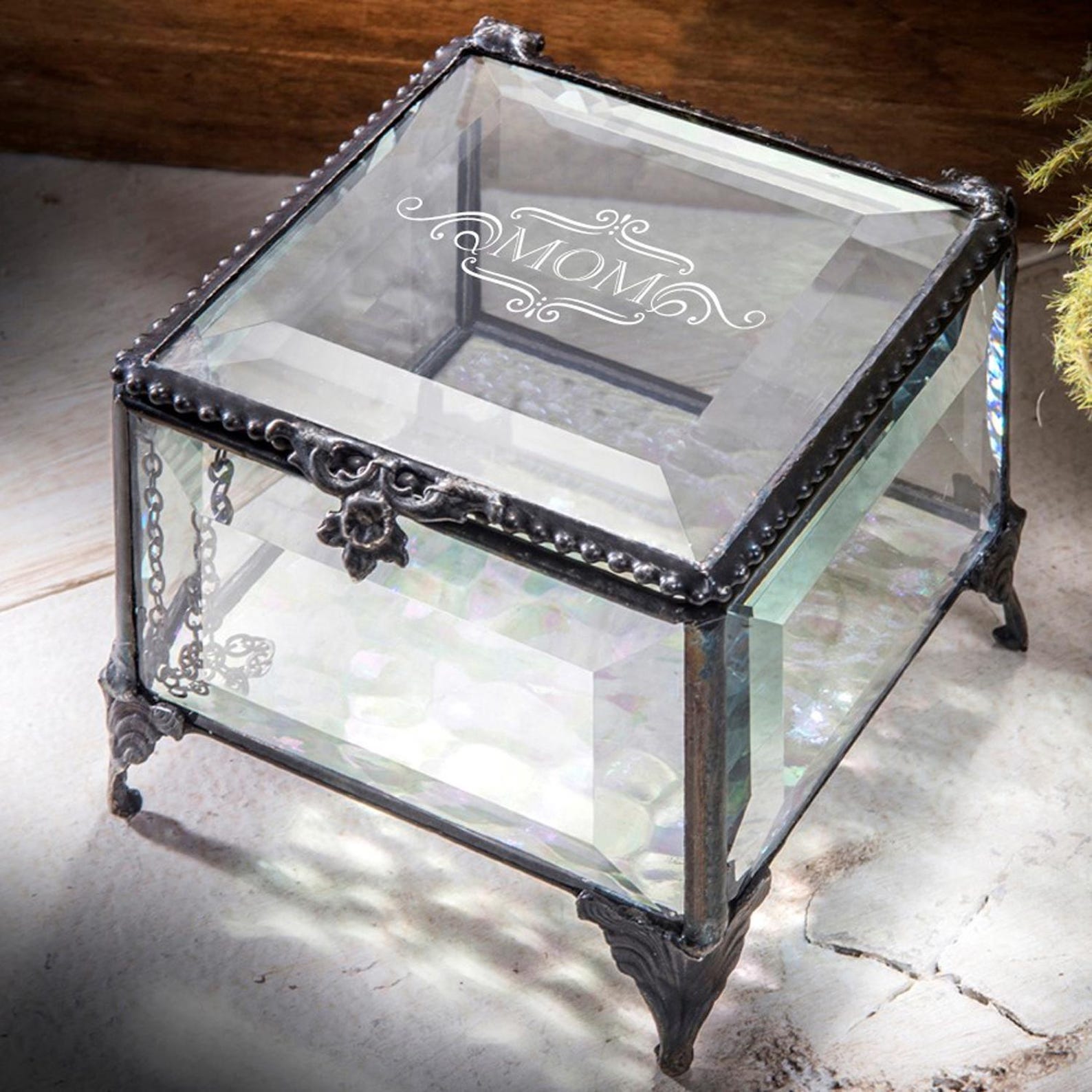 Stained Glass Keepsake Box – Engraved 'mom' Jewelry Trinket Box - Etsy