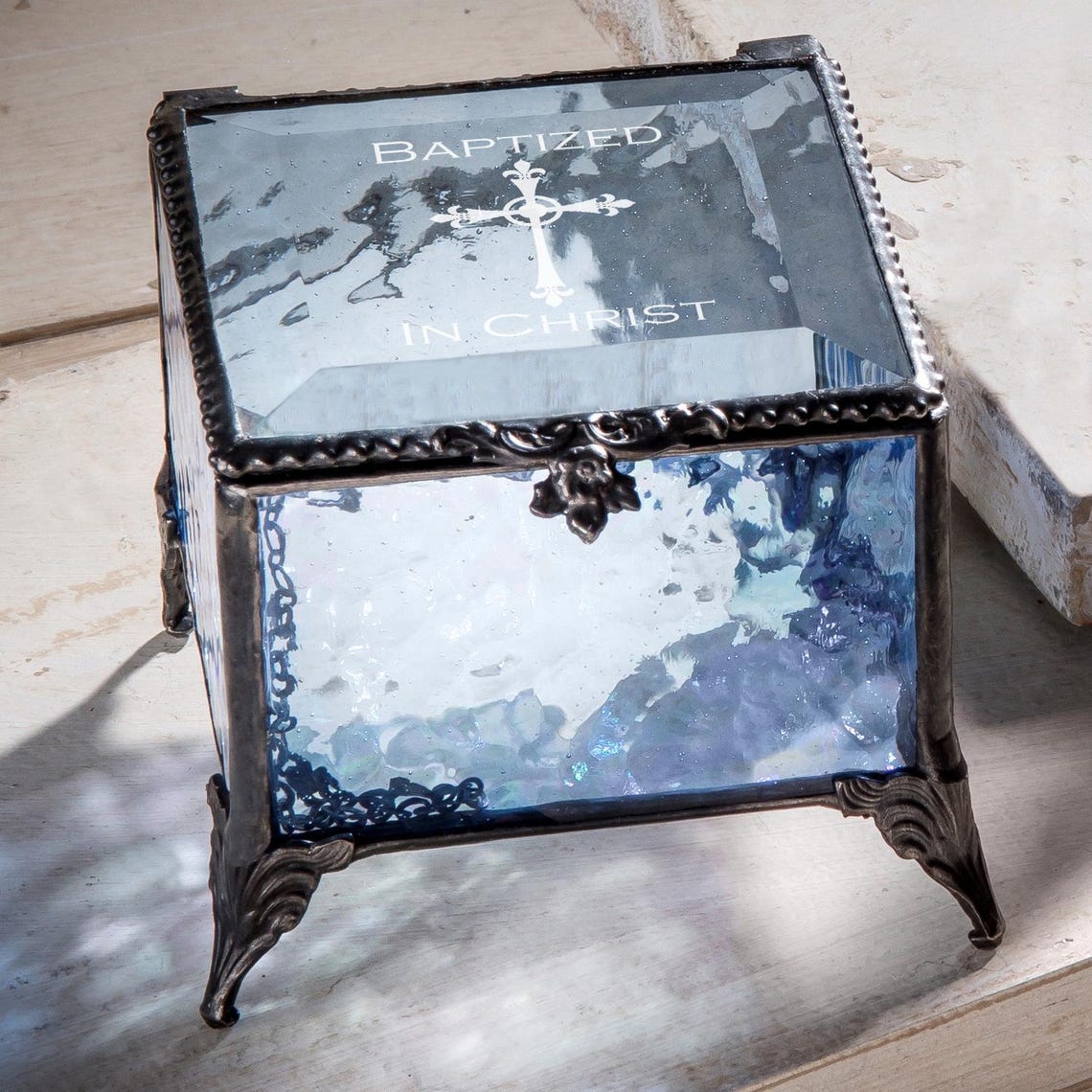 Baptism Engraved Stained Glass Keepsake Box – Gift for Baby Dedication ...