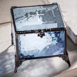 First Communion Engraved Stained Glass Keepsake Box –religious Gift ...