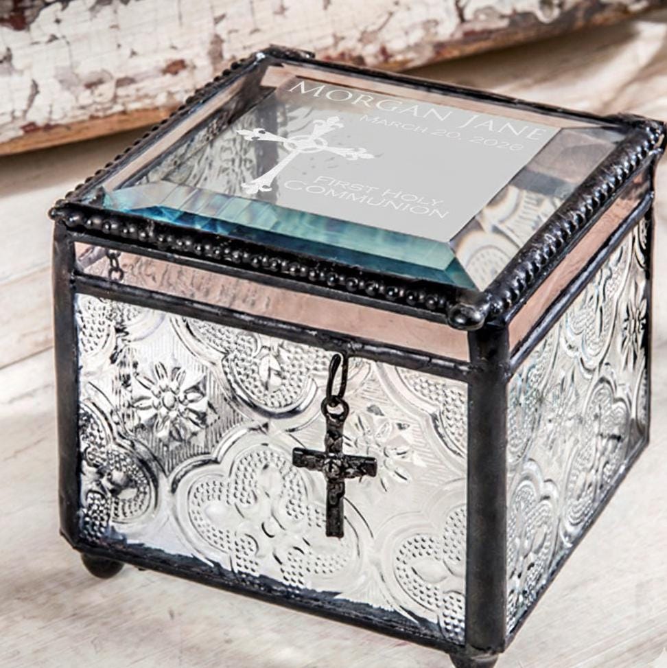 Personalized Stained Glass Keepsake Box – First Communion Rosary ...