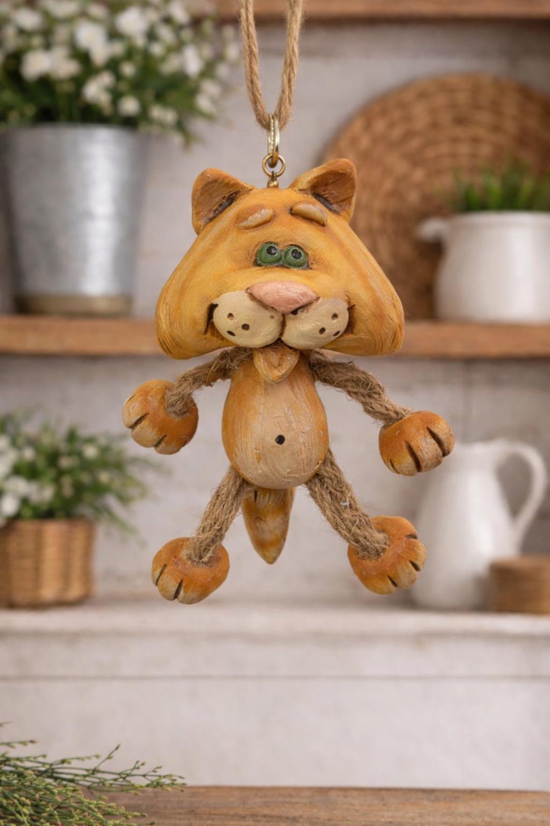 Orange Tabby Cat Ornament Bert Anderson • Whimsical Farmhouse Decor ...