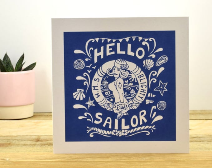 Hello Sailor Greetings Card, Sailing Card, Nautical Card, Coastal Art ...