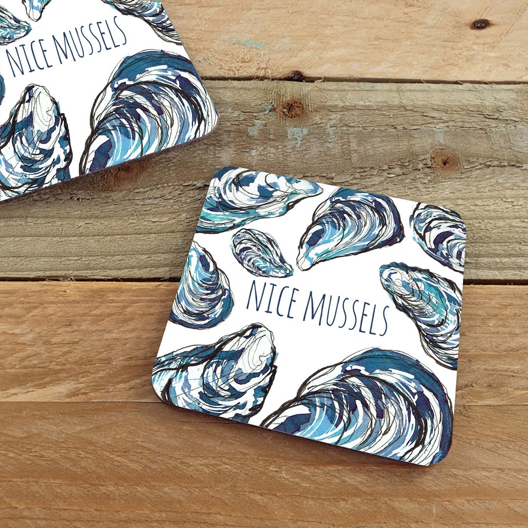 Coaster Featuring Mussel Drawings With the Words Nice Mussels by Port ...