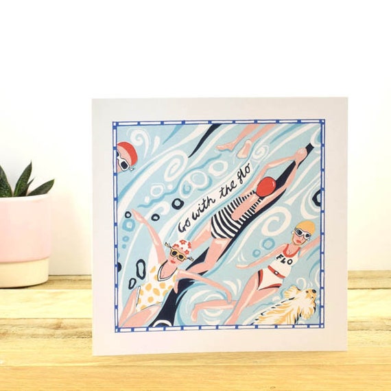 Greetings Card Swimming Swimmer Cards for Swimmers Art - Etsy