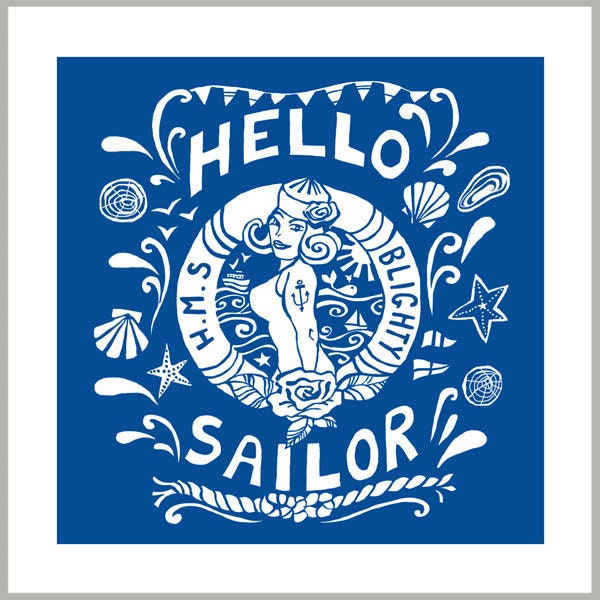 Hello Sailor Greetings Card, Sailing Card, Nautical Card, Coastal Art ...