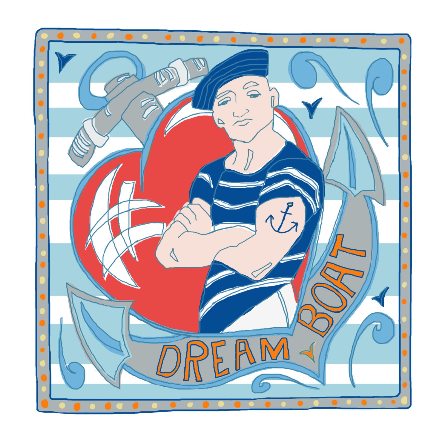 Greetings Card, Sailor, Sailing Card, Valentines Card, Gay Card ...