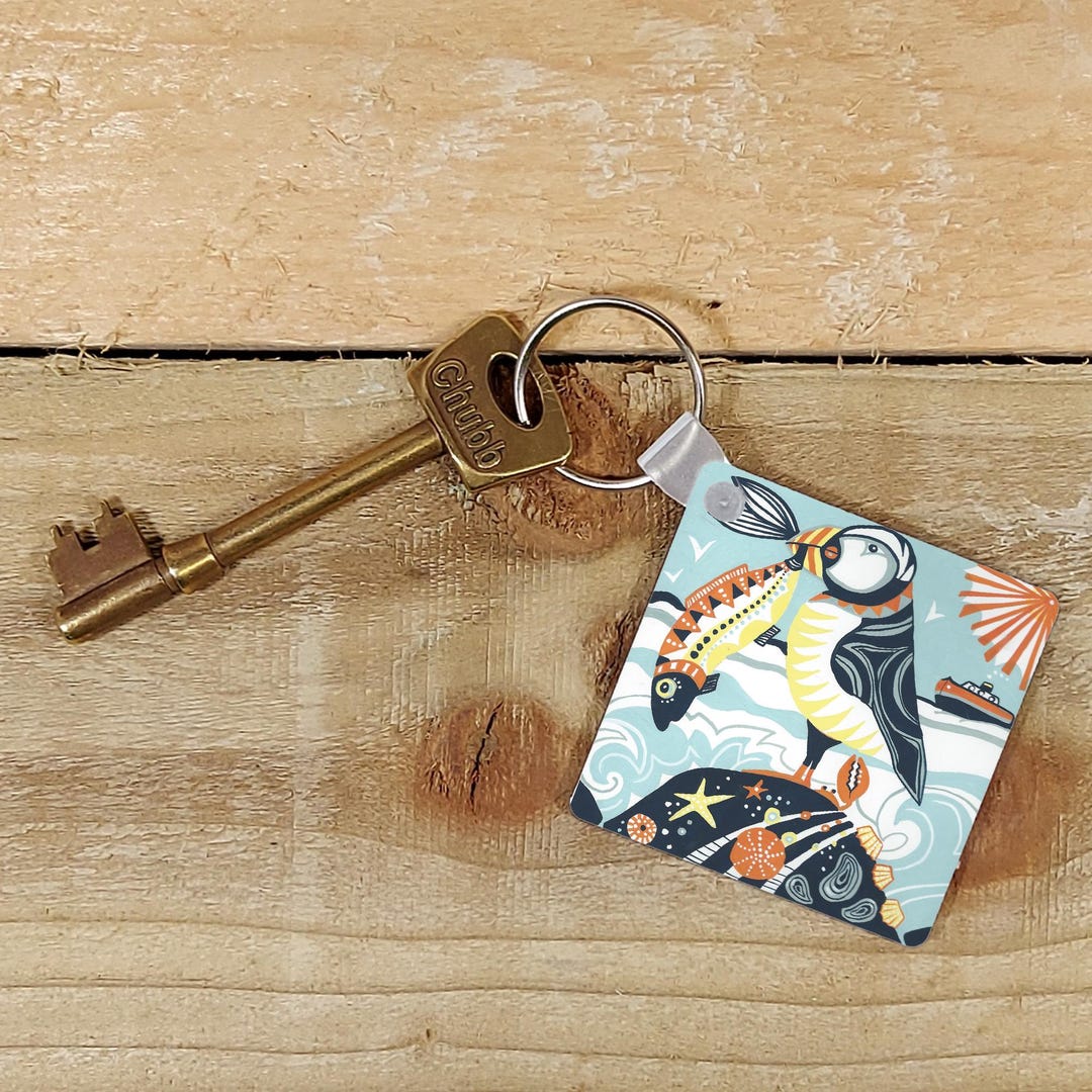 Key Ring, Puffin, Pocket Money Gift, Seabird, Stocking Filler, Wedding ...