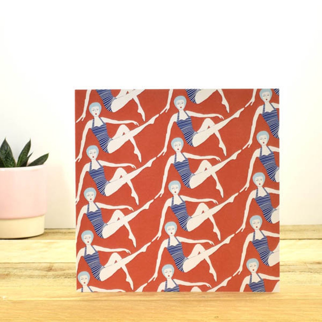 Greetings Card, Swimmers, Vintage, Formation Swimming, Synchronised ...