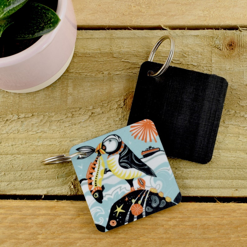 Key Ring, Puffin, Melamine, Pocket Money Gift, Seabird, Stocking Filler ...