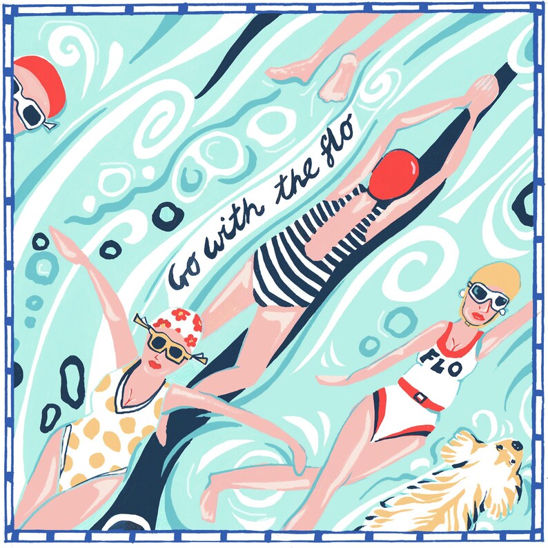 Greetings Card, Swimming, Swimmer, Cards for Swimmers, Art Card, Blank ...