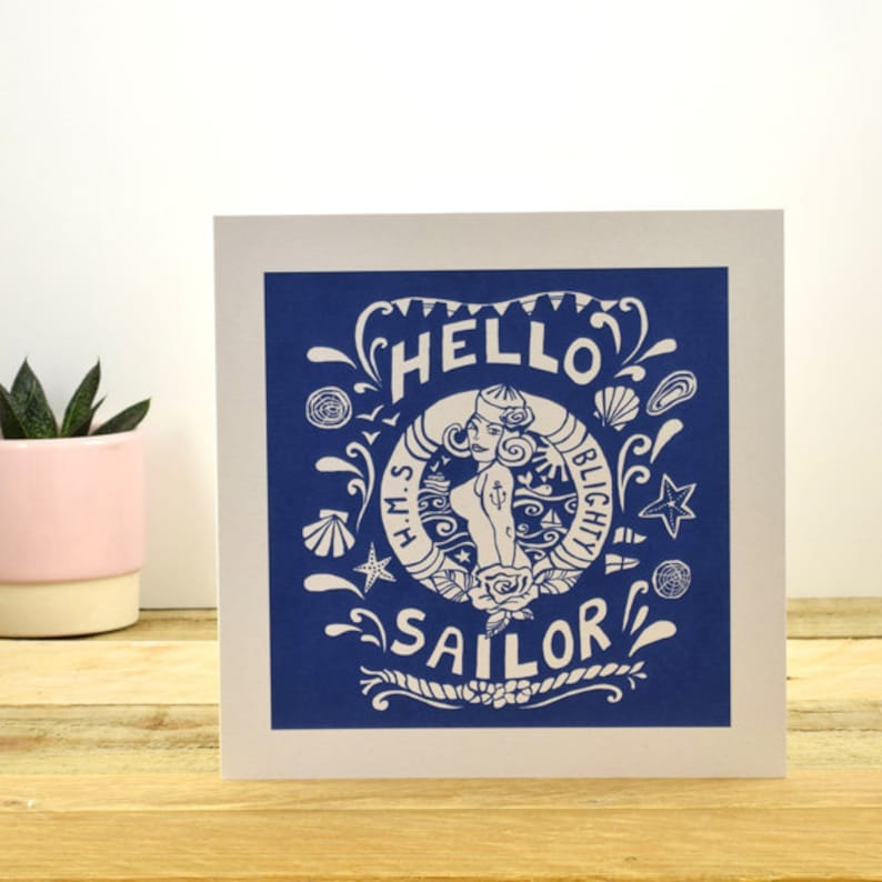 Hello Sailor Greetings Card, Sailing Card, Nautical Card, Coastal Art ...