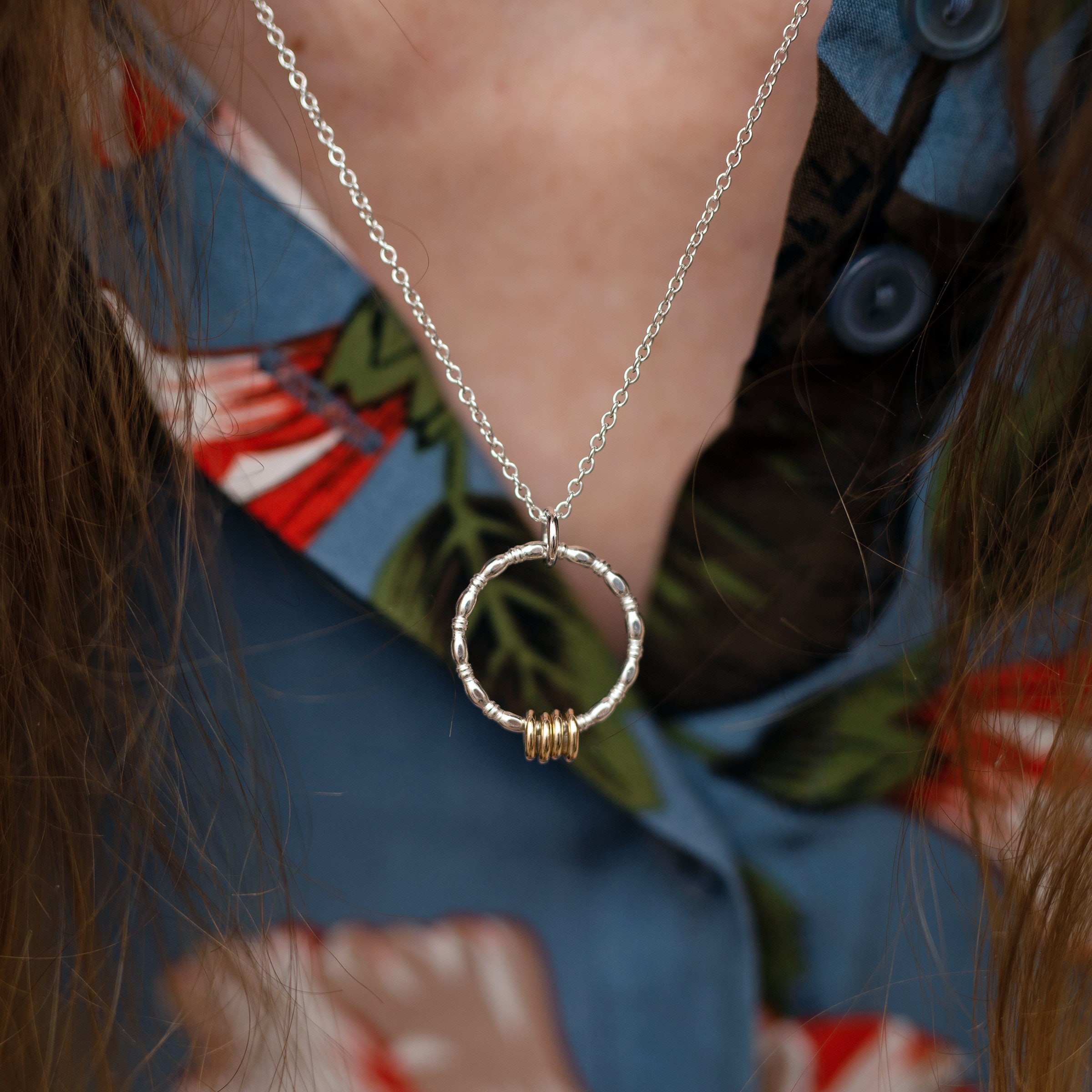 9ct Gold and Silver 40th Birthday Necklace, 4 Ring Necklace, Family ...