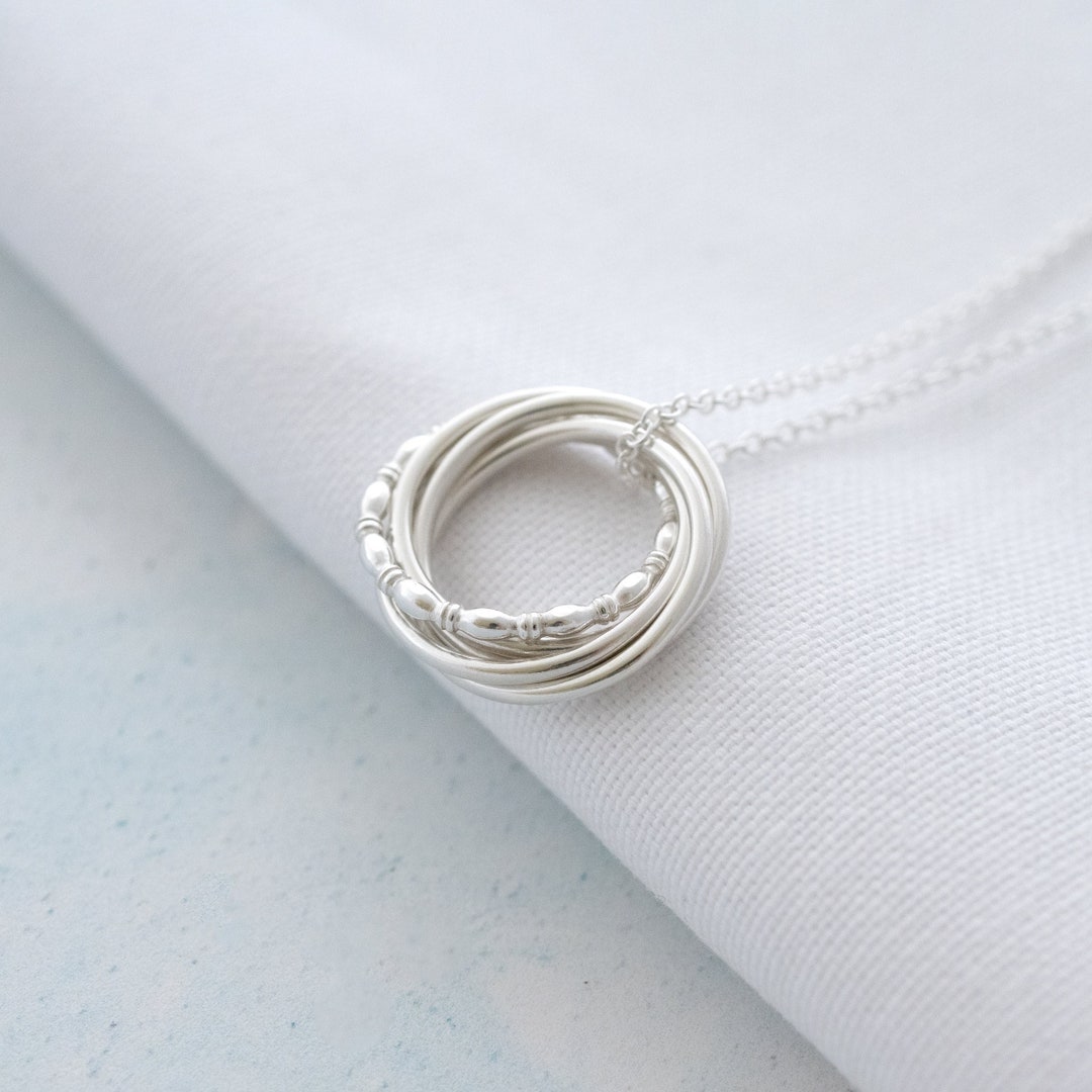 50th Birthday Silver Necklace 5 Ring Necklace Sterling - Etsy