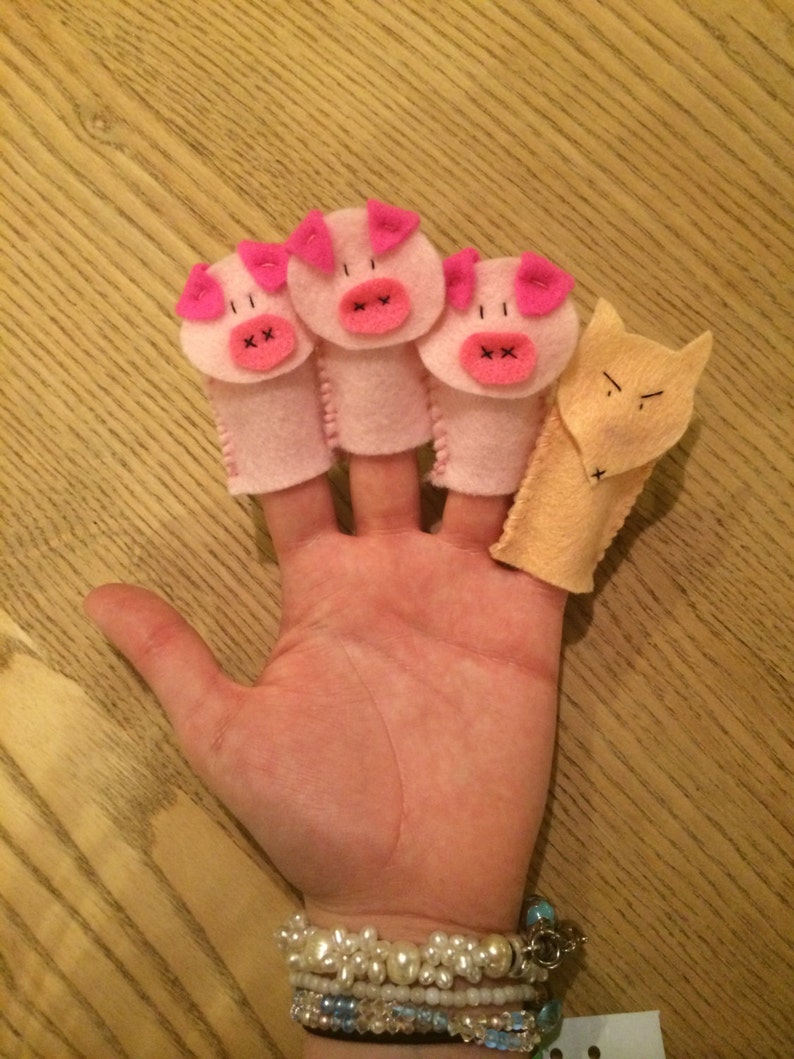 Three Little Pigs Finger Puppets Set | Etsy
