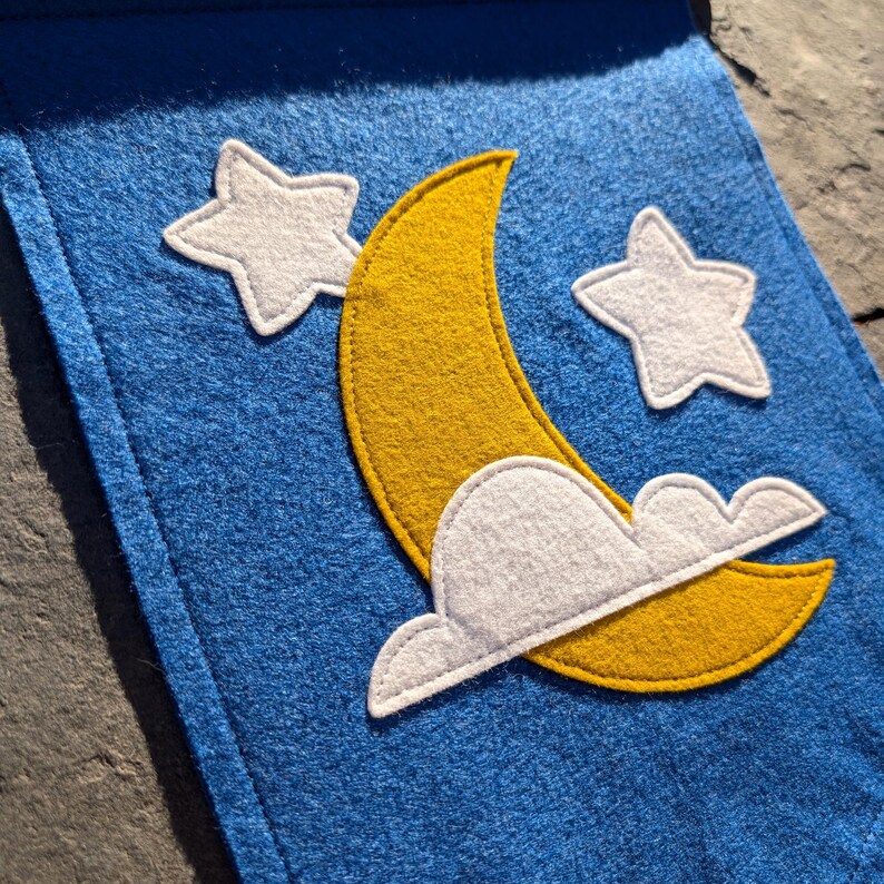 Moon & Stars Felt Handmade Banner With Fringe, 12" X 17" - Etsy