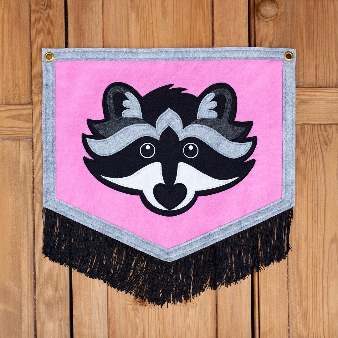 Raccoon Felt Handmade Banner With Fringe, 20" X 21" - Etsy