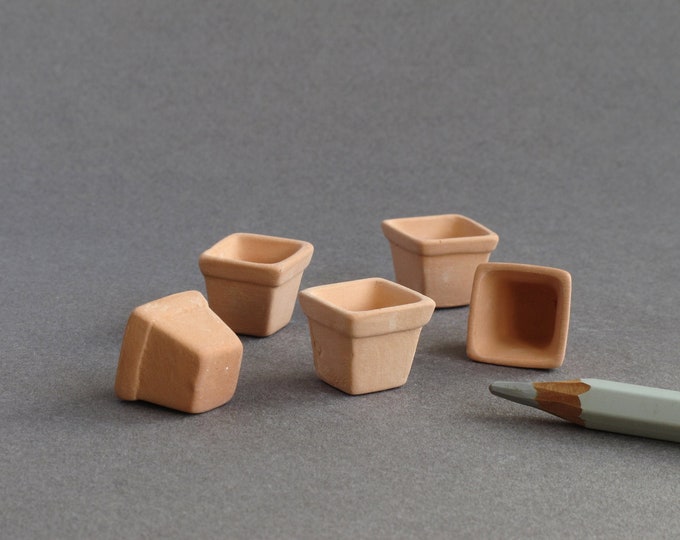 5 Tiny Square Terracotta Planters Ceramic Containers Without - Etsy
