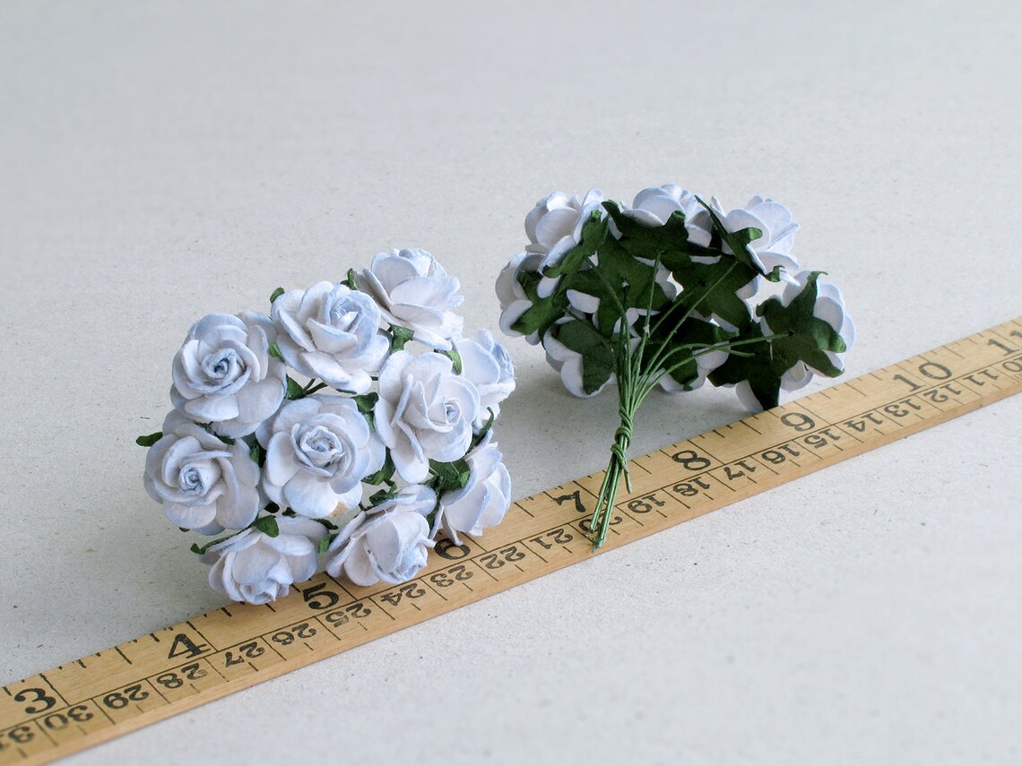 20mm Pale Blue Paper Roses 10 Mulberry Paper Roses With Wire | Etsy