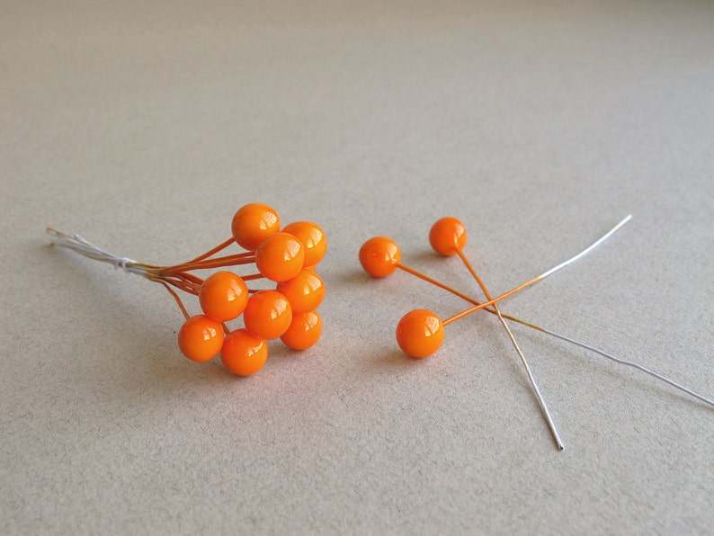 Orange Berries With Wire Stems Bright Glossy Orange | Etsy