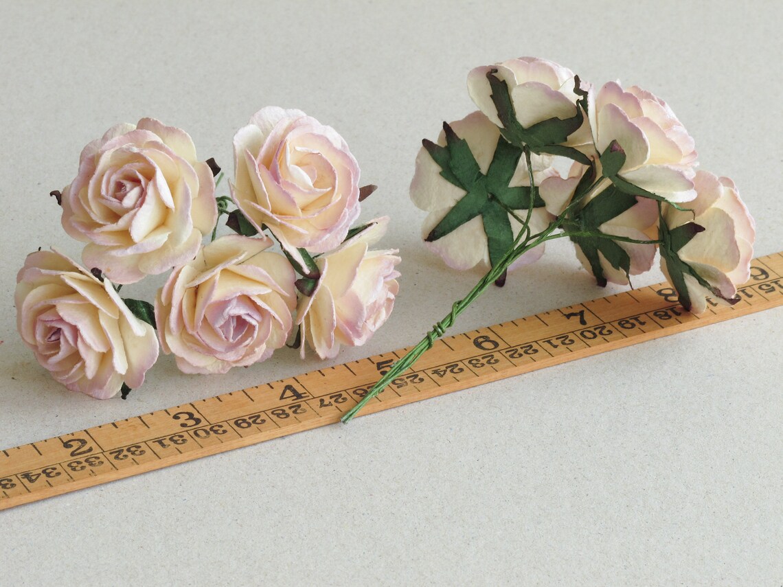 35mm Dusty Purple Paper Roses with Ombre Effect 5pcs Large | Etsy