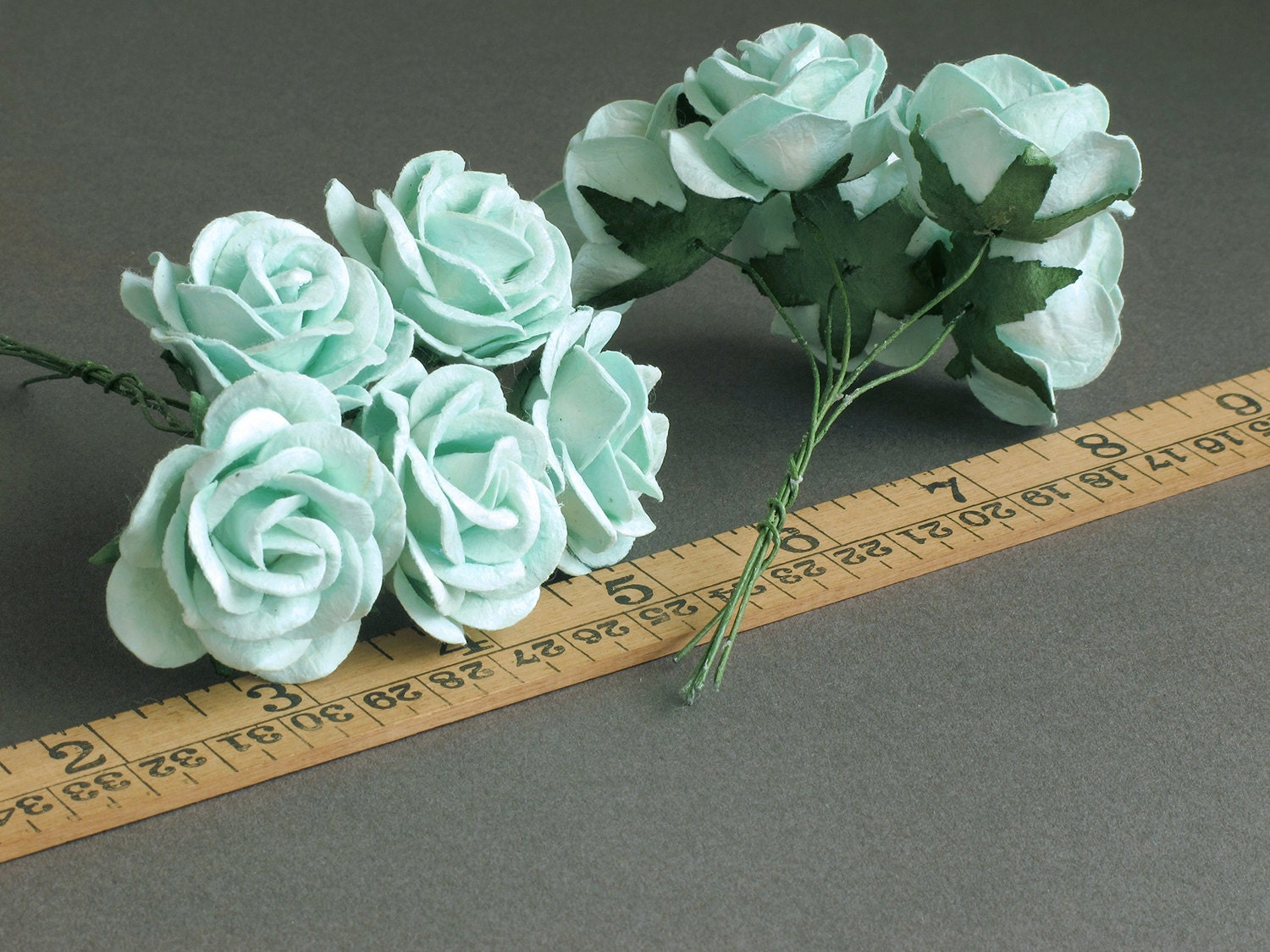 35mm Large Mint Paper Roses 5 mulberry paper flower with | Etsy