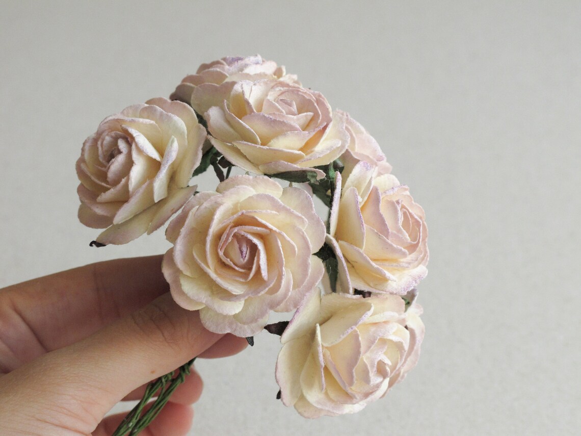35mm Dusty Purple Paper Roses With Ombre Effect 5pcs Large | Etsy