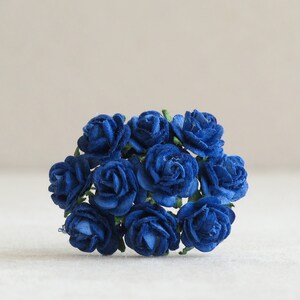 10mm Royal Blue Paper Roses 10 mulberry paper roses with | Etsy