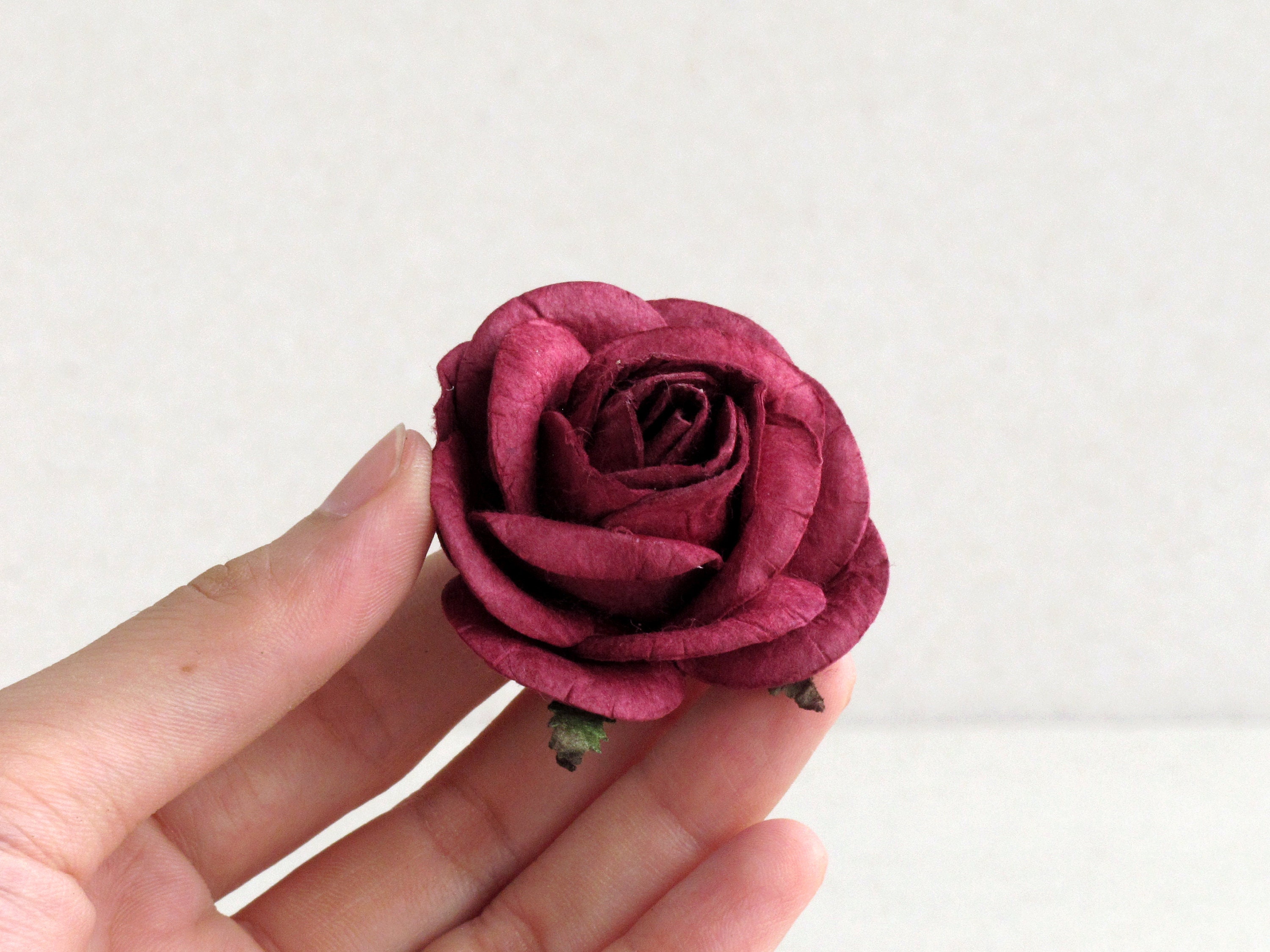 50mm Burgundy Paper Roses 2pcs Large red mulberry paper | Etsy