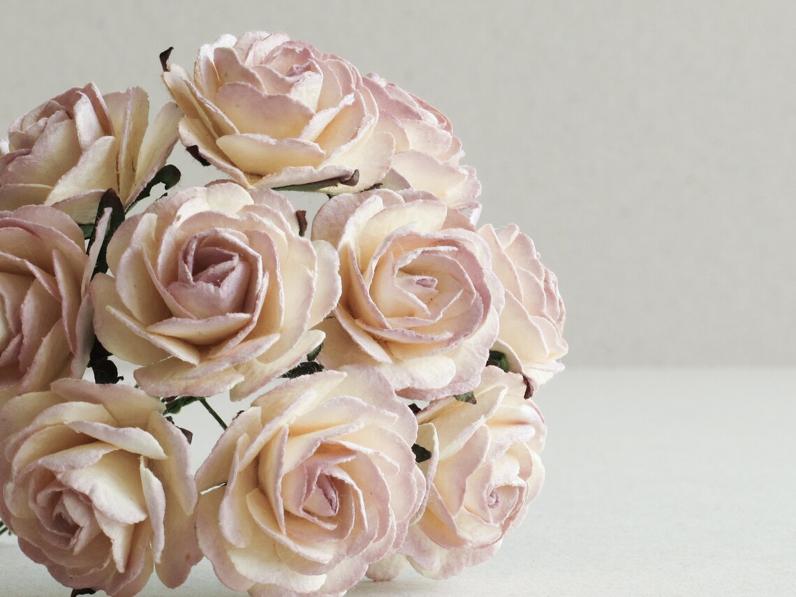 35mm Dusty Purple Paper Roses With Ombre Effect 5pcs Large | Etsy