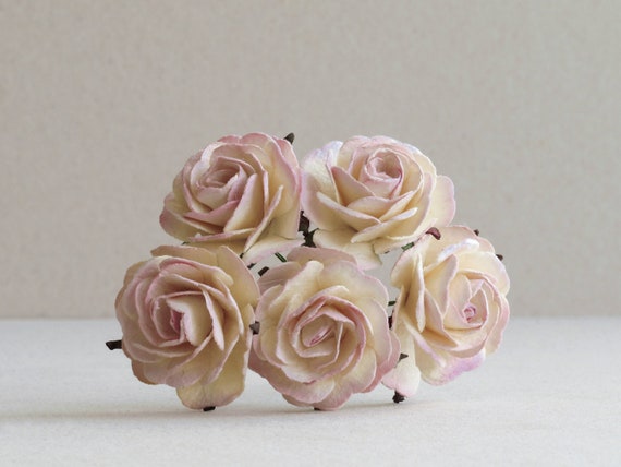 35mm Dusty Purple Paper Roses With Ombre Effect 5pcs Large - Etsy
