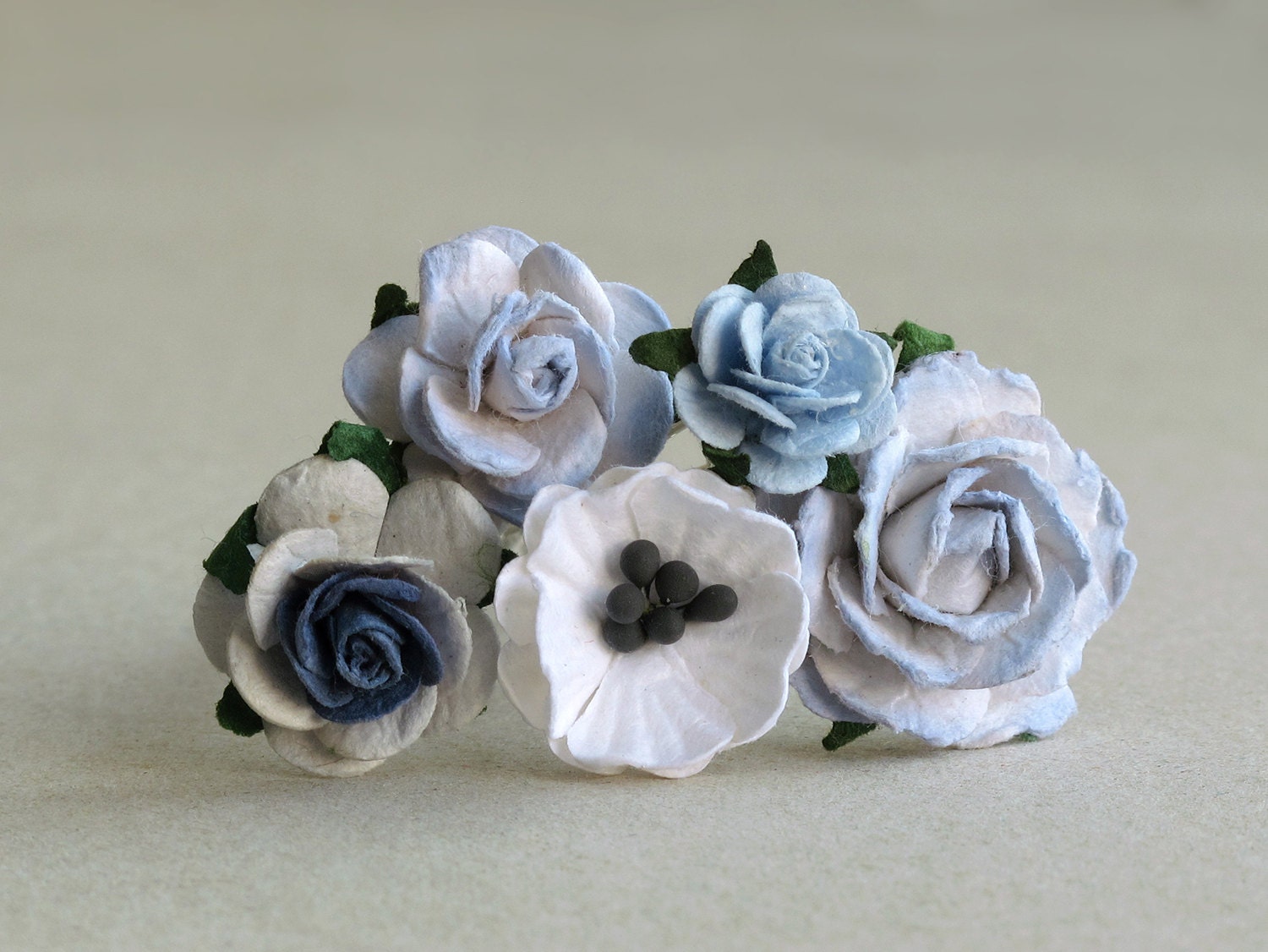 Blue Flower Hair Pins Assorted set of 5 Made of mulberry | Etsy