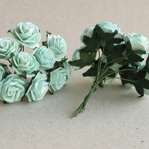 20mm Mint Green Paper Roses 10 mulberry paper roses with | Etsy