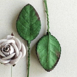 20 Large Dark Green Paper Leaves with Wire Stems Life-size | Etsy