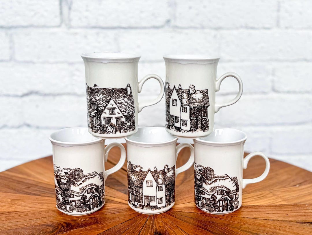 Vintage Churchill England Country Cottage Mugs, Set of 5 - Etsy