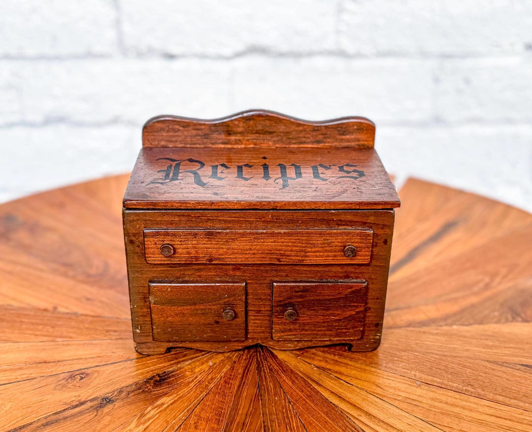 Vintage Wooden Recipe Box With Recipes - Etsy